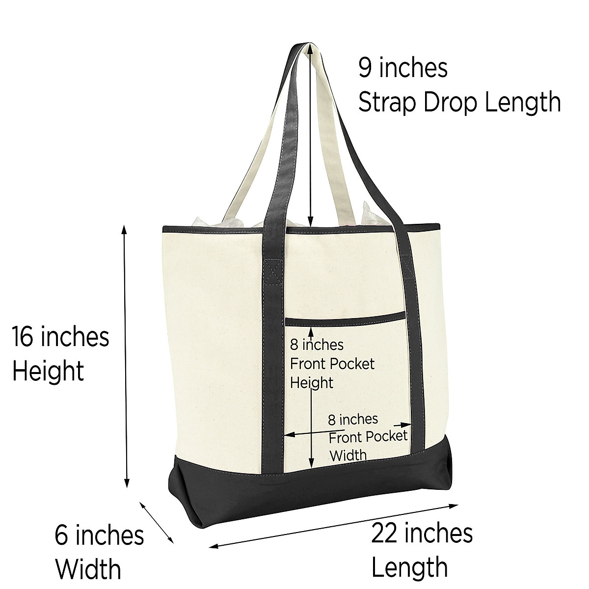 DALIX Monogram Bag Personalized Totes For Women Open Top Black Letter C