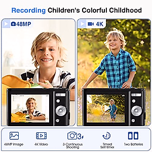 4K Digital Camera for Kids Usvnvllun FHD 48MP Vlogging Camera with 32 GB Card,2.8" LCD Screen,16X Digital Zoom,Rechargeable Electronic Compact Portable Mini Kids Camera for Teens,Students,Children