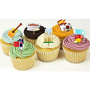 12 Old Spain Country Party Cupcake Toppers Food Picks