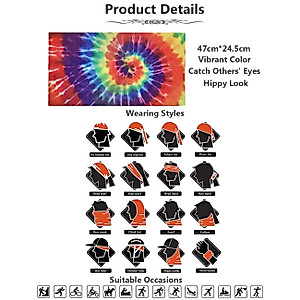 VALIJINA Hippie Costume Set Sunglasses Peace Sign Earrings Tie Dye Headband Bandana 60s or 70s Hippie Accessories