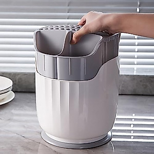 Komost Rotating Utensil Holder for Countertop, Utensil Organizer Caddy Crock for Kitchen Counter, Knife Holder Storage Rack