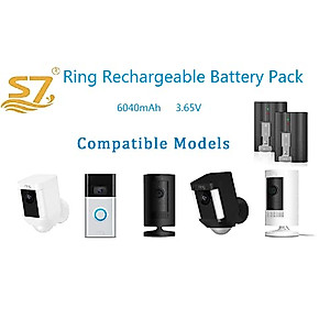 S7 2 Packs Rechargeable 3.65V Lithium-Ion Battery, Battery is Compatible with Video Doorbell 2/3 and Spotlight Cam Battery 6040mAh