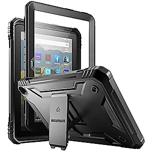 Poetic Revolution Case Designed for All-New Kindle Fire HD 8 Tablet and Fire HD 8 Plus Tablet (10th Gen, 2020), Full Body Shockproof Protective Case with Kickstand and Built-in-Screen Protector, Black