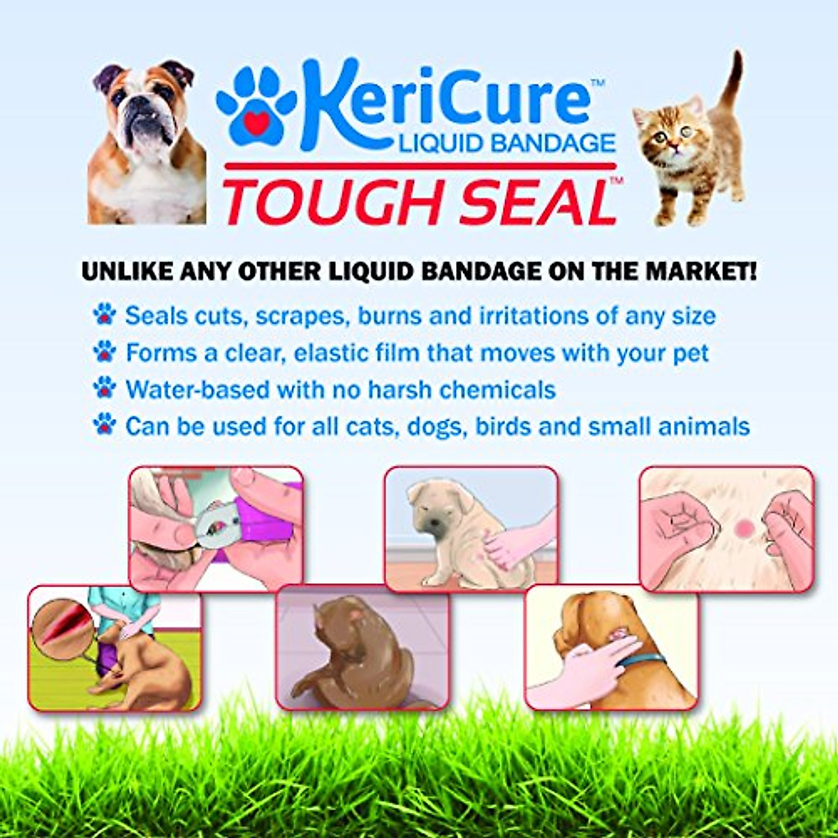 KeriCure As Seen on HSN - Tough Seal Liquid Bandage, 2 Pack, Spray on Wound Care for Dogs, Cats, Pets and Small Animal First Aid, Made in The USA