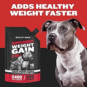 Weight Gainer for Puppies and Dogs by Bully Max | 2 in 1 High Calorie Dog Supplement | Premium Liquid Weight Gainer | Contains Omega 3 Fish Oil and Whey Protein | 16 oz. Bag