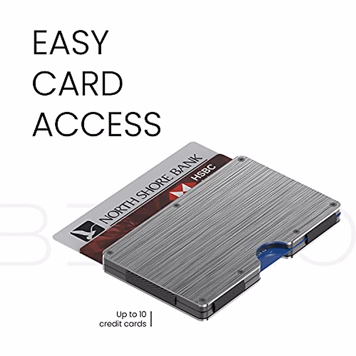 Bemmo Slim minimalist Credit Card wallet with Money Clip aluminum metal holder RFID Blocking carbon fiber, Great Gift Idea (Brushed Steel)