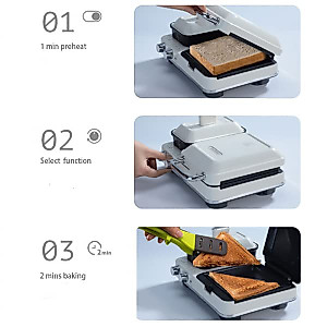 Joydeem 4-in-1 Breakfast Station, Multifunctional Breakfast Maker, Sandwich Maker with Egg Boiler, Panini Press Grill , Waffle Maker & Steamer, 2 Individual Portions, Nonstick,1000W, White