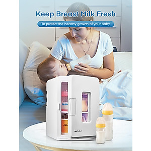 NORTHCLAN Mini Fridge for Bedroom, 15 Litre/21 Cans Portable Mini Refrigerator with AC/DC Power for Office, Dorm and Car, White