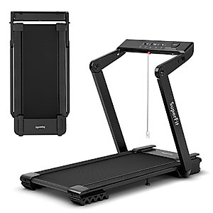 GYMAX Folding Treadmill, 4HP Running Machine with LED Touch Screen, Smart APP Connection, Free Installation Fitness Workout Treadmill for Home Gym