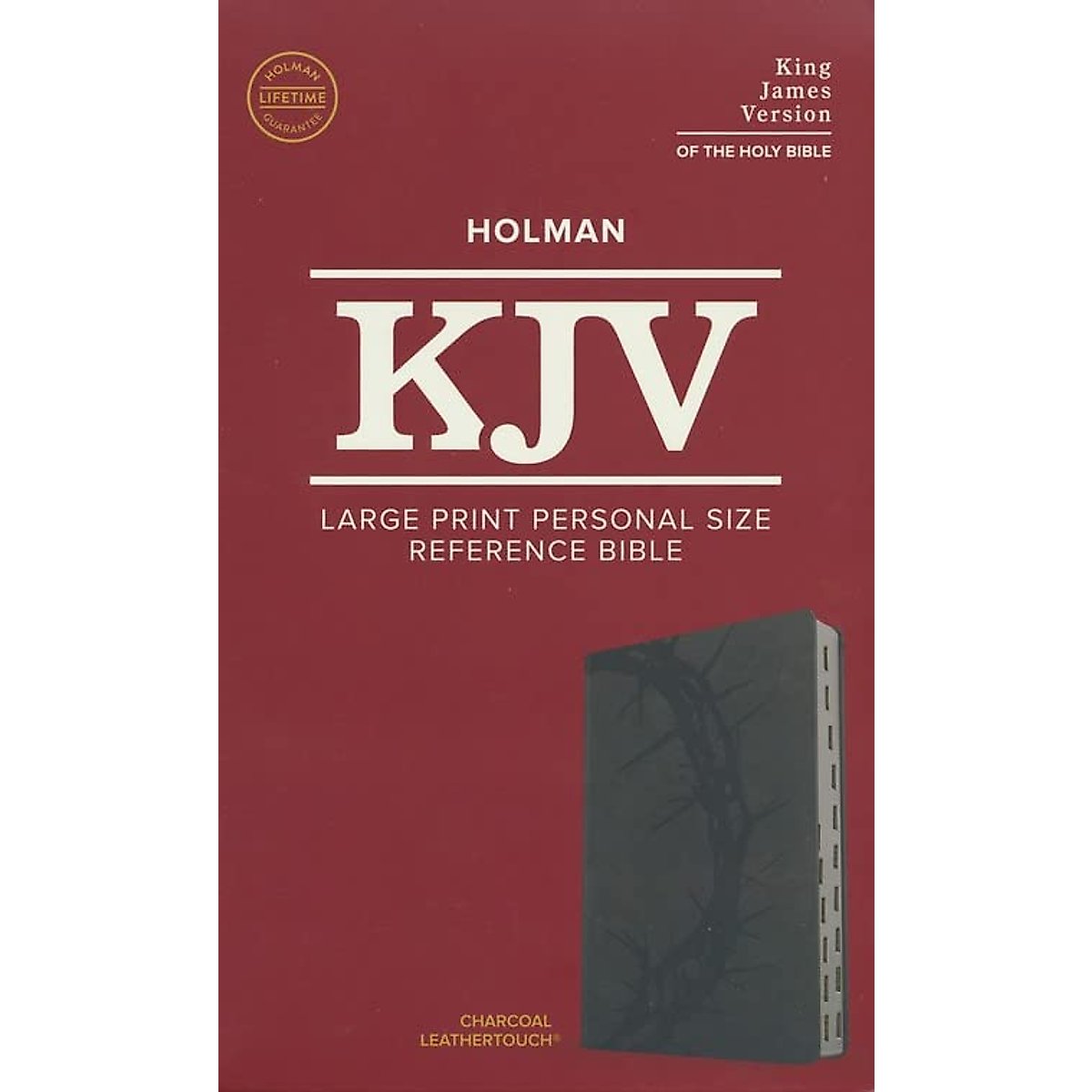 Personalized KJV Large Print Personal Size Reference Bible, Charcoal Leathertouch, Indexed, Red Letter, Cross-References, Full-Color Maps, Custom Name Imprint, King James Version (Indexed)