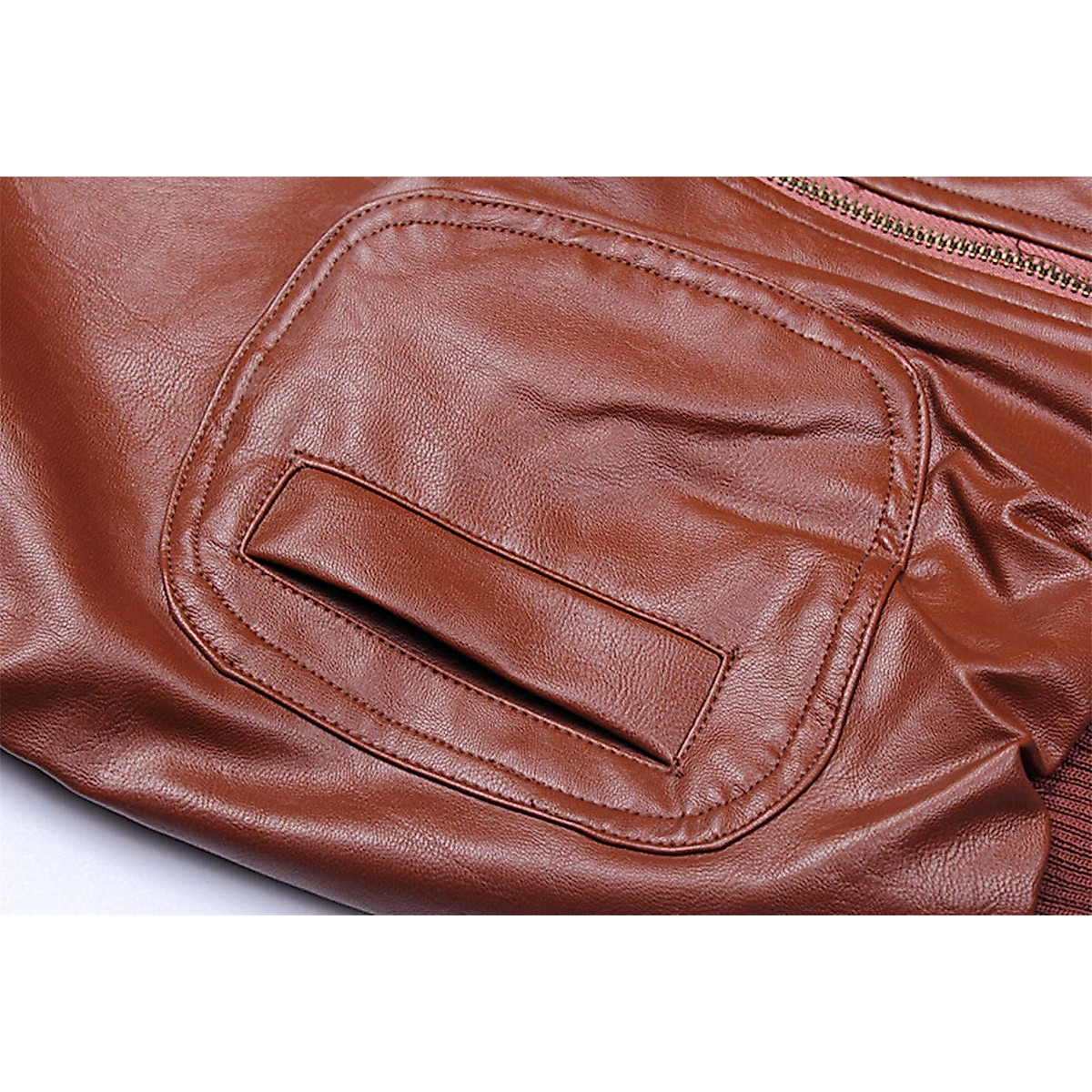 ELUCKFACE Boys Trendy Stand Collar PU Leather Moto Jacket Leather Coat Brown 9-10Years