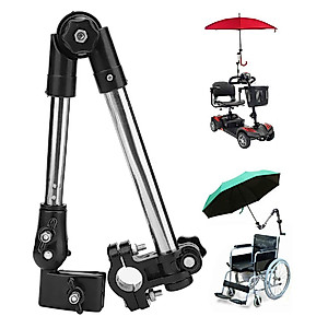 Yinhing Umbrella Holder for Wheelchair, Umbrella Mount Holder, Wheelchair Stroller Umbrella Attachment Handle Bar Holder Clamp Supporter Connector