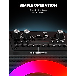 Karaoke Machine with Two Wireless Microphones, Portable Karaoke Machine for Adults & Kids, Portable Bluetooth Speaker with PA System, LED Lights, Supports TF Card/USB, AUX in, FM, USB,TWS (Red)…