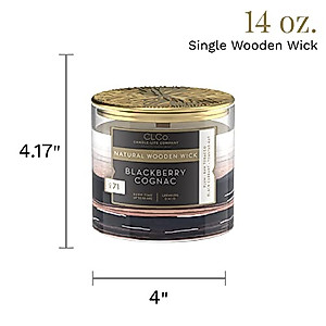 CLCo. by Candle-Lite Company Scented Candles, BlackBerry Cognac Fragrance, One 14 oz. Single Wooden Wick Aromatherapy Candle with 90 Hours of Burn Time, White Color