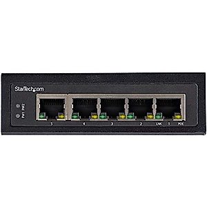 StarTech.com Industrial 5 Port Gigabit PoE Switch - 30W - Power Over Ethernet Switch - Hardened GbE PoE+ Unmanaged Switch - Rugged High Power Gigabit Network Switch IP-30/-40 C to 75 C, TAA