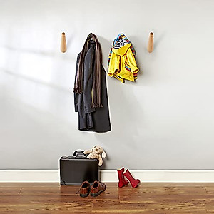 3PCS Wood Wall Hooks, Horn-Shape Oak Wood Coat Hooks Wall Mounted - Rustic Wall Coat Rack Hat Hooks Robe Hooks Entryway Wall Hangers for Hanging Towels Clothes Bedroom (Wood Beech)