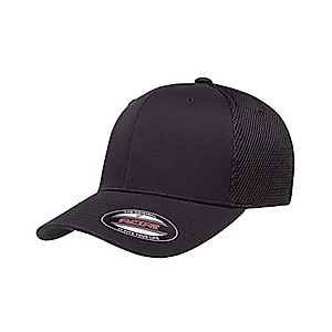 Flexfit Unisex Ultrafibre Airmesh Fitted Trucker Hat, Black, Large-X-Large