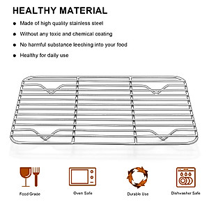 E-far Small Baking Rack Set of 2, Stainless Steel Metal Roasting Cooking Racks, Size – 8.6"x6.2", Non Toxic & Rust Free, Fit for Small Toaster Oven, Dishwasher Safe