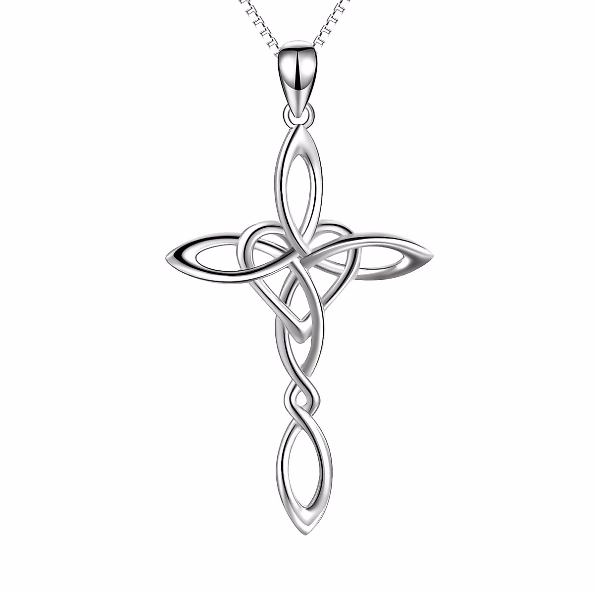 Womens Cross Necklace Gifts Sterling Silver Religious Irish Infinity Love Heart Irish Celtics Necklace Jewelry Mothers Day Birthday Gifts for Women