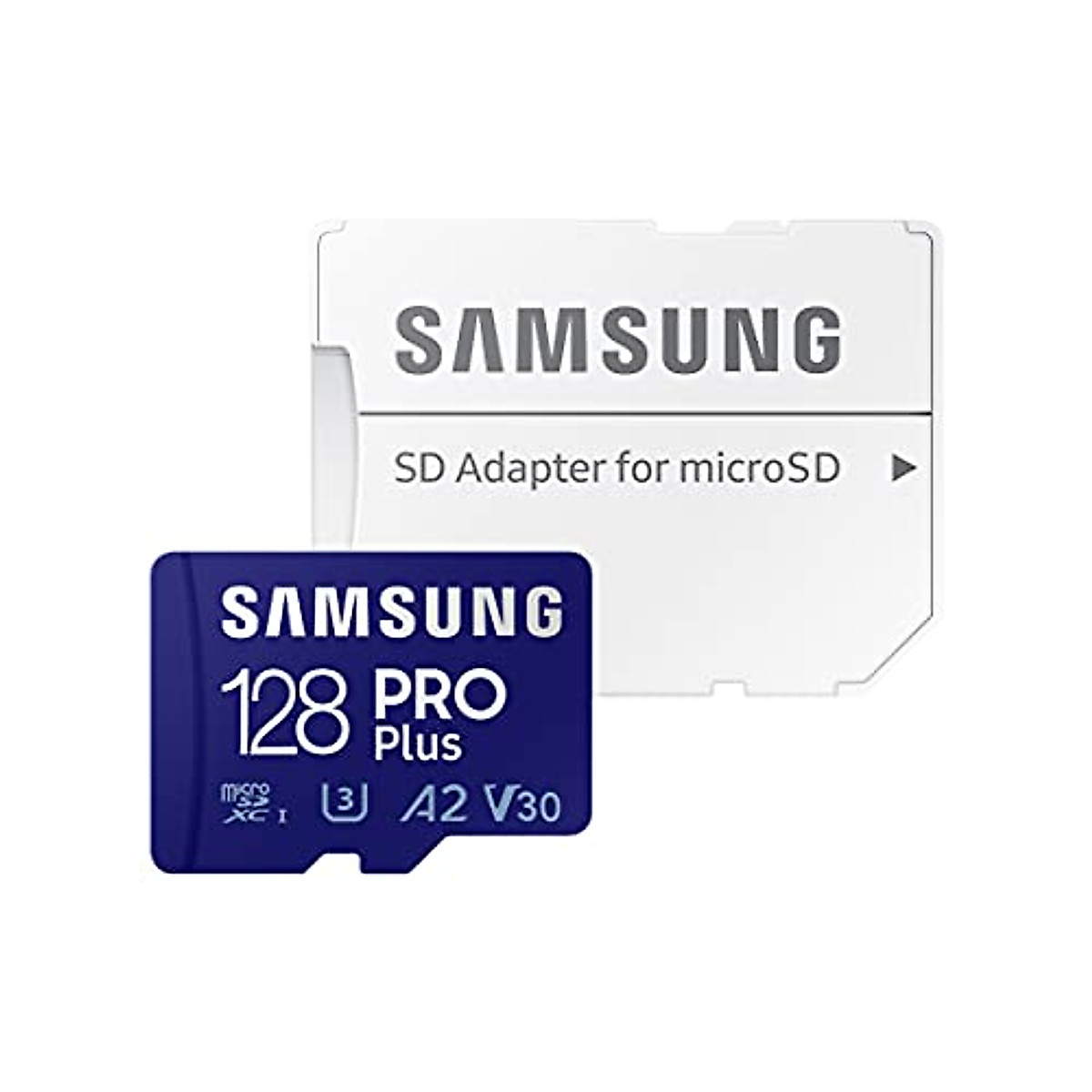 SAMSUNG PRO Plus + Adapter 128GB microSDXC Up to 160MB/s UHS-I, U3, A2, V30, Full HD & 4K UHD Memory Card for Android Smartphones, Tablets, Go Pro and DJI Drone (MB-MD128KA/AM)