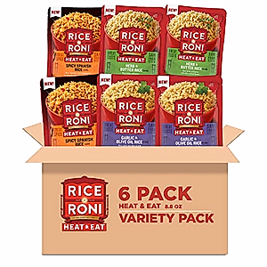 Rice-A-Roni Heat & Eat Rice, Microwave Rice, Quick Cook Rice, 3 Flavor Variety Pack, (6 Pack)