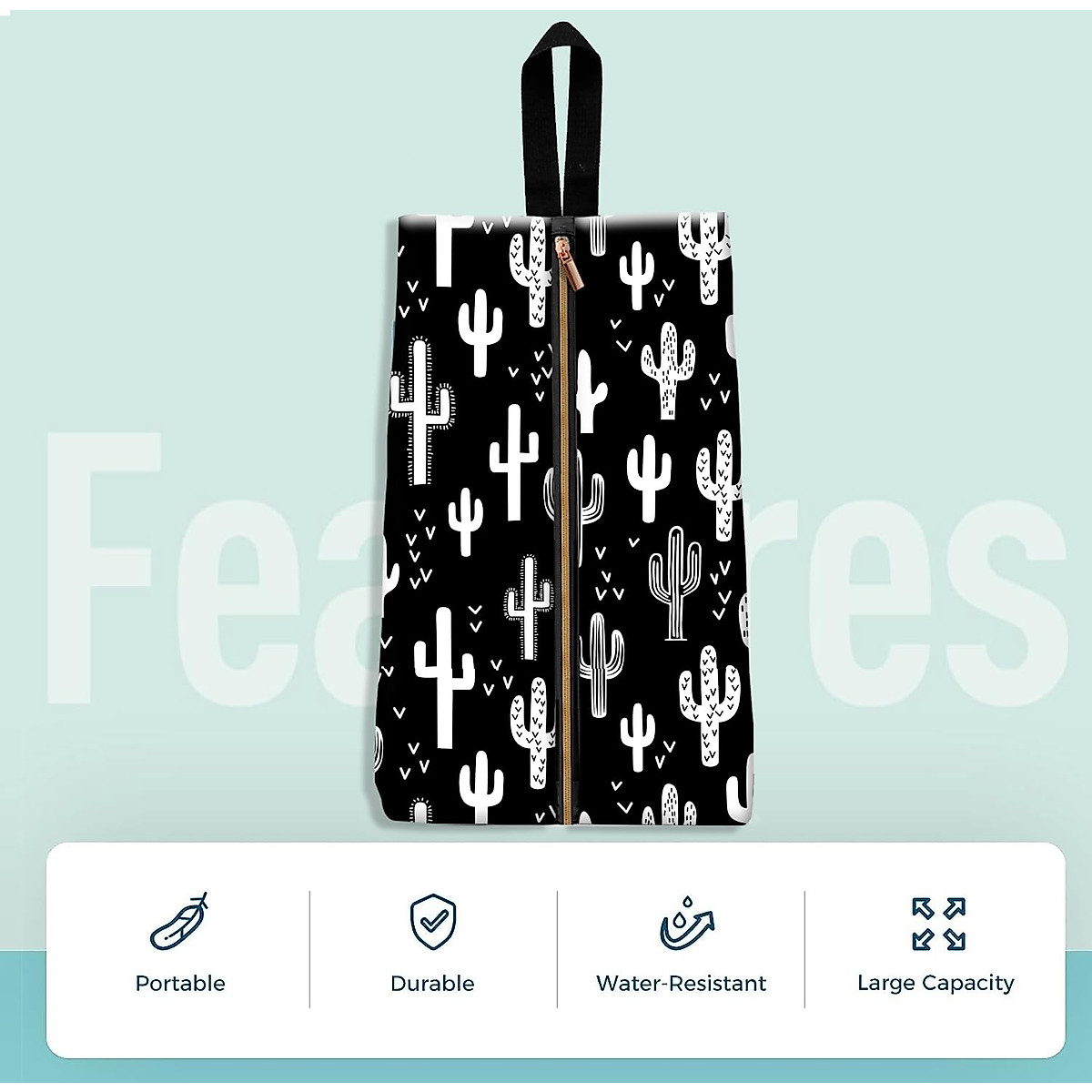 AKMASK Travel Shoe Bags for Travel Essentials, Cute Waterproof Nylon Travel Shoe Bags for Men & Women Shoe Storage Organizer with Rose Gold Zipper Closure, Portable Luggage Organizer Shoe Pouch with