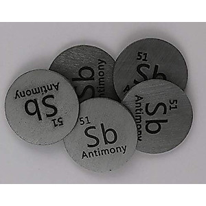 Antimony (Sb) 24.26mm Metal Disc 99.9% Pure for Collection or Experiments