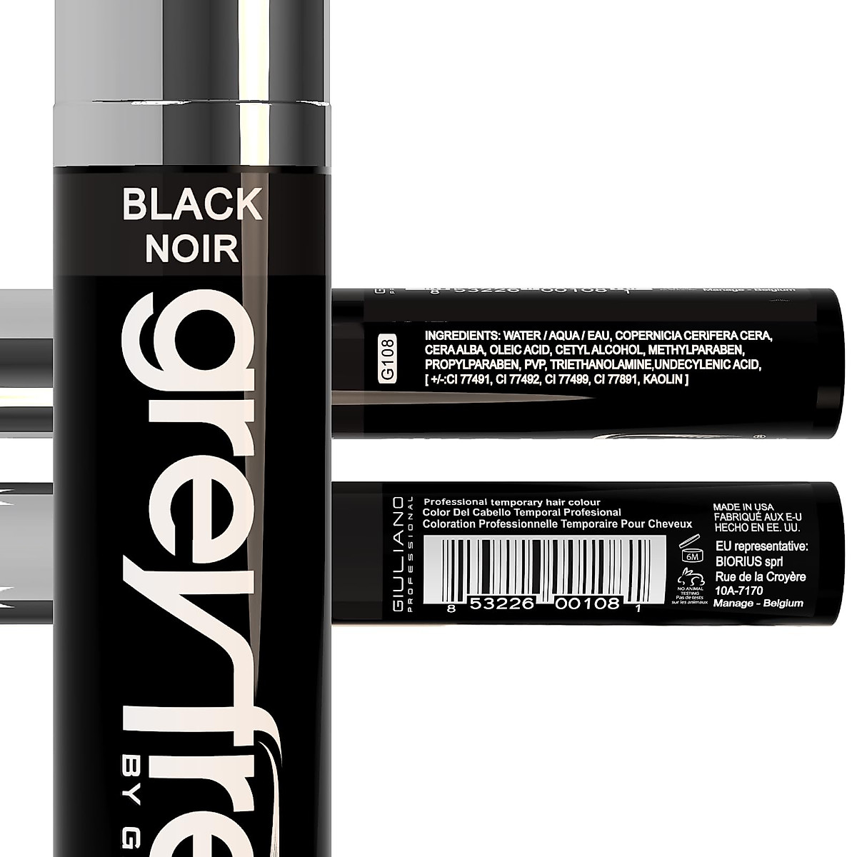 Greyfree Root Touch-Up Hair Mascara Black/Noir Temporary Gray Roots Concealer