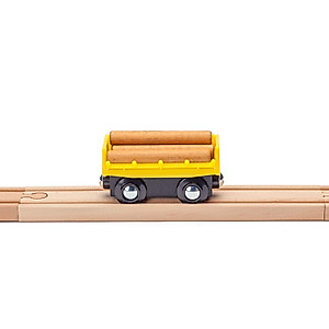 Maxim Enterprise, inc. Log Car for Wooden Railway, 5 Piece Kids Train Set with Magnetic Link and Removable Logs, Compatible with Thomas and Friends, Brio Train Sets & Major Brand Wooden Railway