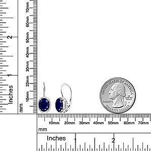 Gem Stone King 925 Sterling Silver Blue Sapphire Dangle Earrings For Women (5.00 Cttw, Gemstone Birthstone, Oval 9X7MM)