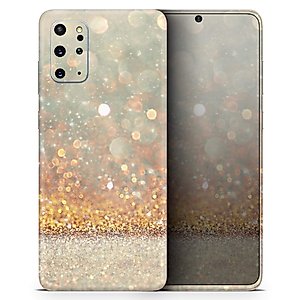 DesignSkinz Pink and Gold Shimmering Lights Protective Vinyl Decal Wrap Skin Cover Compatible with The Samsung Galaxy S20 (Screen Trim & Back Glass Skin)