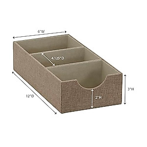 Household Essentials Brown 722-1 Deep 3 Section Drawer Organizer Box for Storage | 12 in x 6.13 in x 3.13