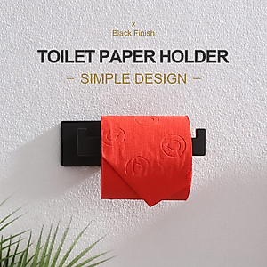KOKOSIRI Black Toilet Paper Holders Bathroom Toilet Paper Roll Holder SUS304 Stainless Steel Contemporary Wall Mounted, Matte Black, B2003BK