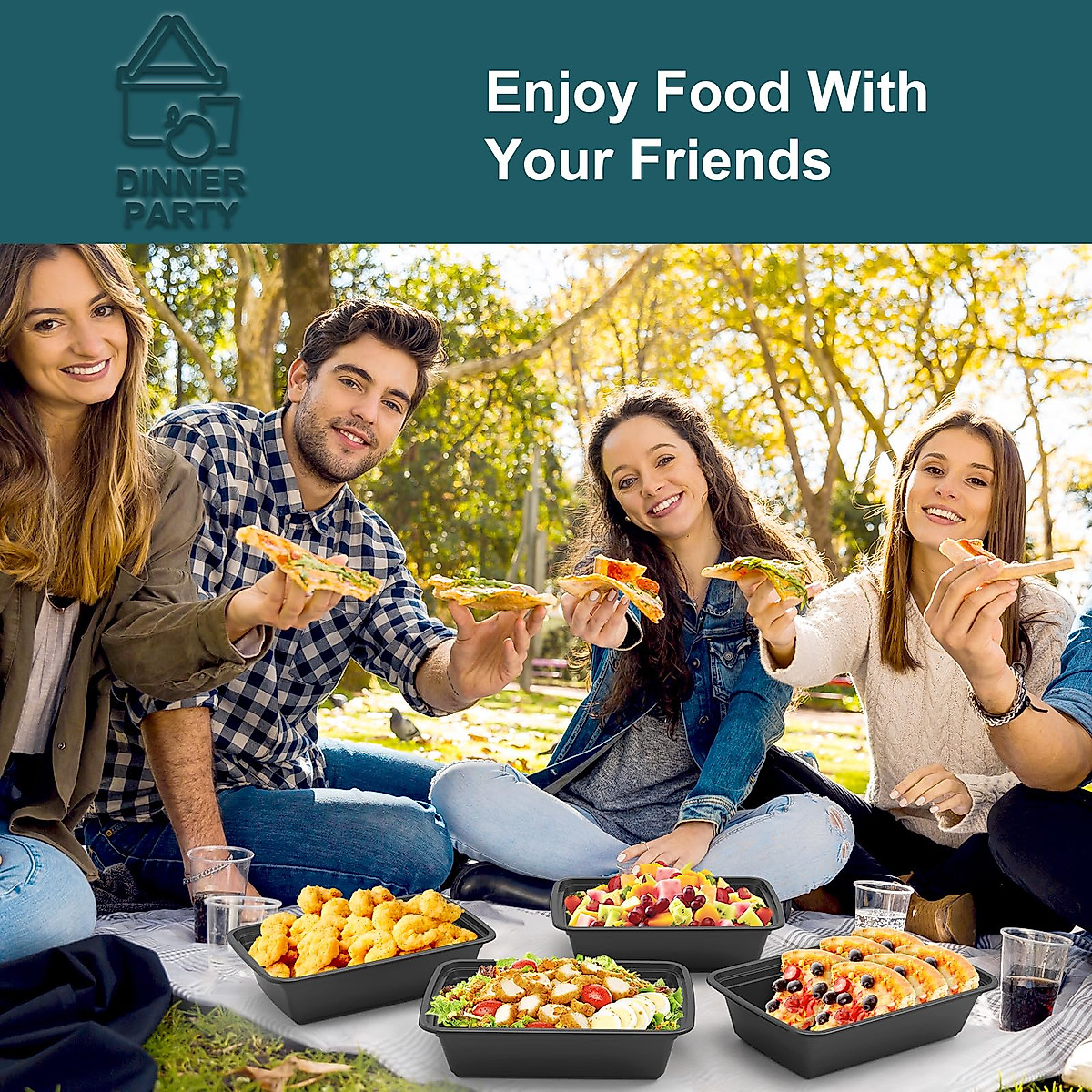 WGCC Meal Prep Containers, 50 Pack Extra-thick Food Storage Containers with Lids, Disposable Bento Box Reusable Plastic Bento Lunch Box, BPA Free, Stackable, Microwave/Dishwasher/Freezer Safe (24 oz)