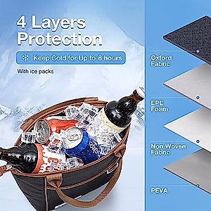 Lekespring 𝐋𝐮𝐧𝐜𝐡 𝐁𝐚𝐠 𝐖𝐨𝐦𝐞𝐧 Tote Coolers Box Leakproof Lunchbox Adult,Black, 𝟐 𝐩𝐜𝐬 𝐈𝐜𝐞 𝐏𝐚𝐜𝐤𝐬 (9L)