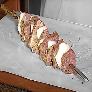 Acroyan 12 Pack Kebab Skewers 23.5 Inch Grill Skewers Stainless Steel BBQ Barbecue Sticks Flat Skewer Heavy Duty Large Wide Reusable with Nonslip Wooden Handle for Kabob Shrimp Chicken Beef Vegetable