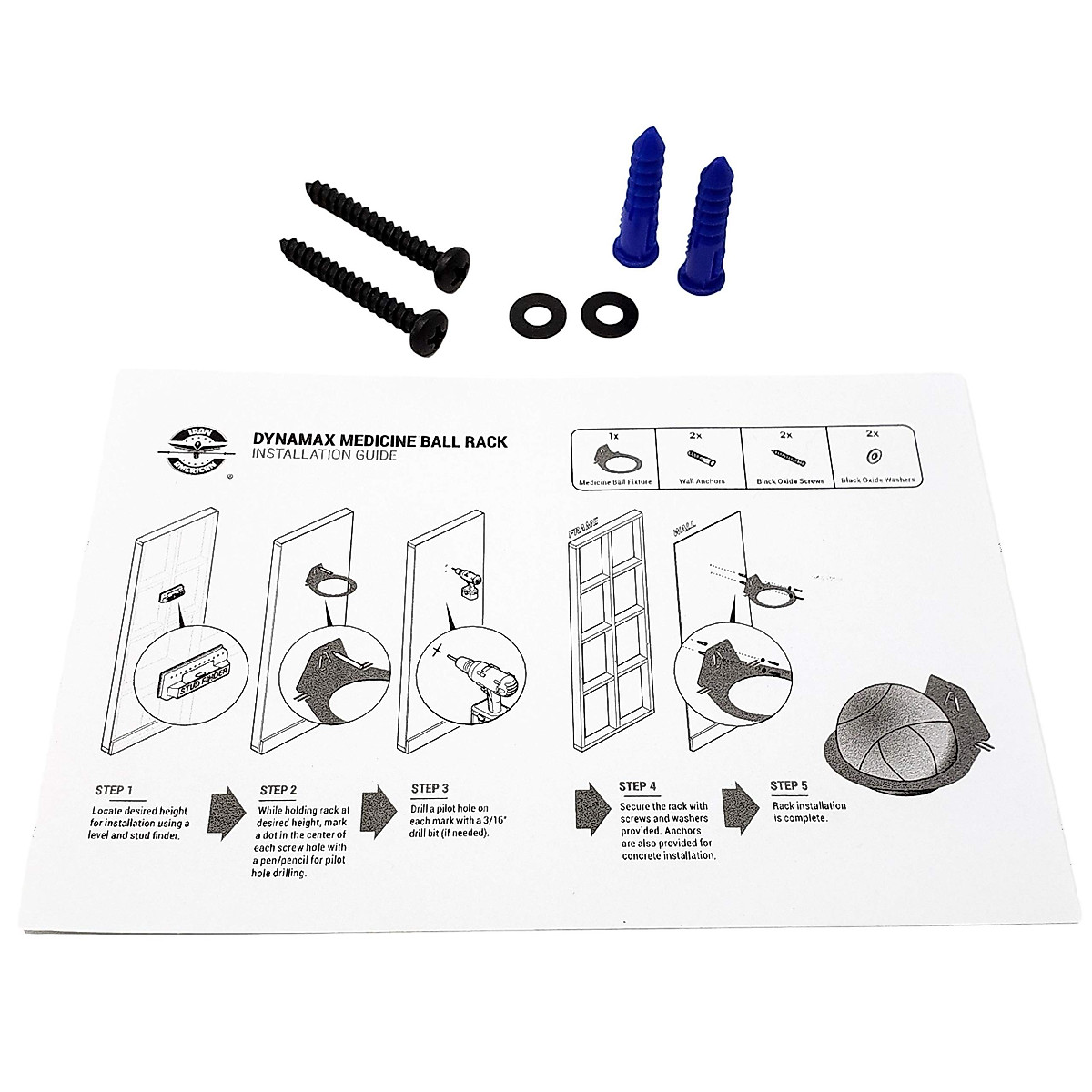 IRON AMERICAN USA Dynamax Medicine Ball Wall Mount Storage Rack, 8.5 Inches Inside Diameter, 30-lb Capacity, for Gym Exercise Sports Balls, Wall Balls and Slam Balls, Hardware Included