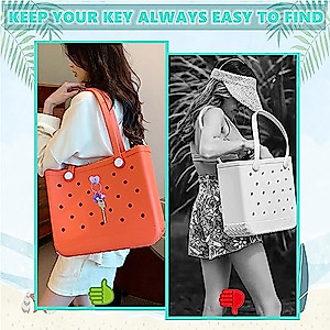 Heyshapeing 4Pcs Hooks Accessories for Bogg Bag, Charms Key Holder for Bogg Bag Hooks Boggbag Charms Insert Keychain Holder Organize Valuables for Beach Bag