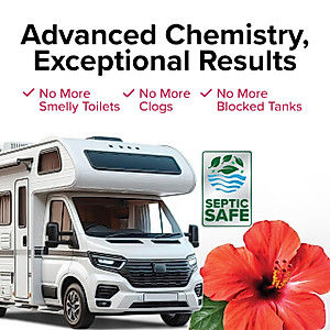 Camco TST MAX Camper/RV Toilet Treatment Drop-INs | Control Unwanted Odors & Break Down Waste and Tissue | Safe Septic Tank Treatment | Hibiscus Breeze Scent | 30-Count (41604)