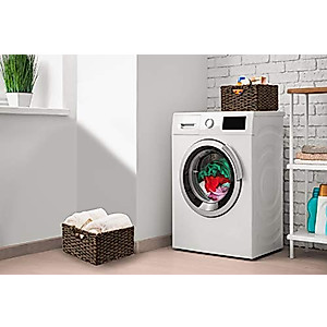 Seville Classics Premium Hand Woven Portable Laundry Bin Basket with Built-in Handles, Household Storage for Clothes, Linens, Sheets, Toys, Mocha Brown, Rectangular (2-Pack)