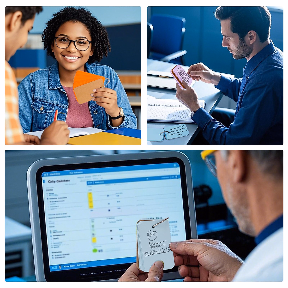 Koogel 300 Pieces 2.2 x 3.5 Inches Multicolor Kraft Paper Binder Ring Easy Flip Flash Card Study Cards/Memo Scratch Pads/Bookmark/DIY Greeting Card/Index Card Stock/Note Card(50 Sheets per Set)