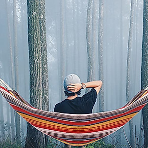 ROOITY Patio Hammock Double Hammocks with Portable Carrying Bag,Soft Woven Fabric, Up to 450 Lbs Hanging for Trees,Garden,Backyard,Porch,Outdoor and Indoor XXX-Large Stripe