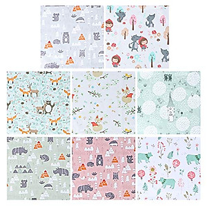 ARTIBETTER Quilted Fabric 25cm X 25cm Animal Cotton Fabric Bundles Fat Quarters Fabric Squares Precut Fabric Scraps Sewing Patchwork for Quilting DIY Scrapbooking 8pcs Quilt Fabric