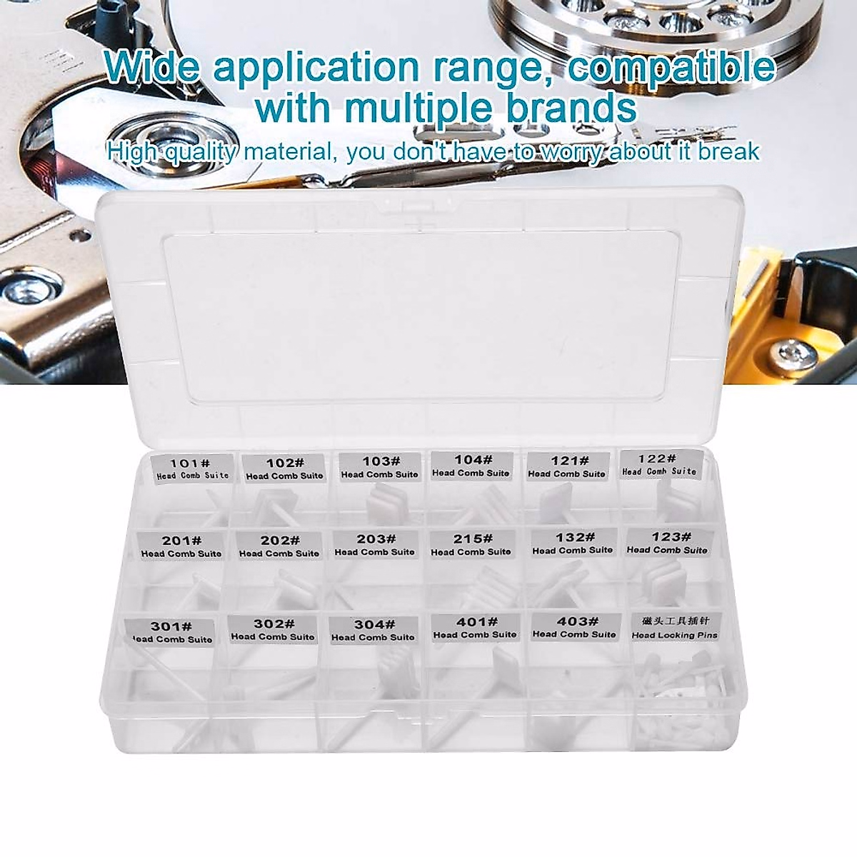 ASHATA Hard Drive Head Replacement Comb, Practical Hard Drive Repair Head Tool Set, Hard Disk Magnetic Head Data Recovery HDD Repair Tool for SAS and SCSI of 2.5" or 3.5"(50Pcs/Kit)