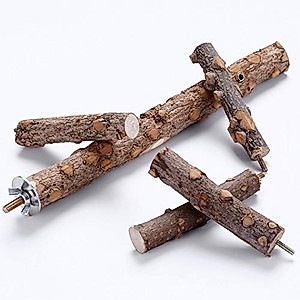 Bird Perch Nature Wood Stand for 3-4pcs Small Medium Parrots (S)