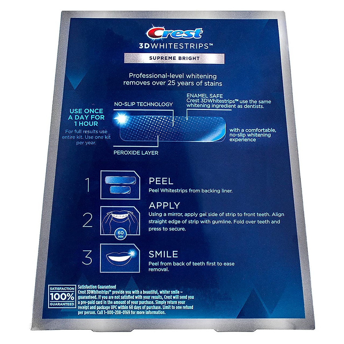 Crest 3D No Slip Whitestrips Dental Whitening Kit Supreme Flexfit - 21 Treatments, Pack of 4