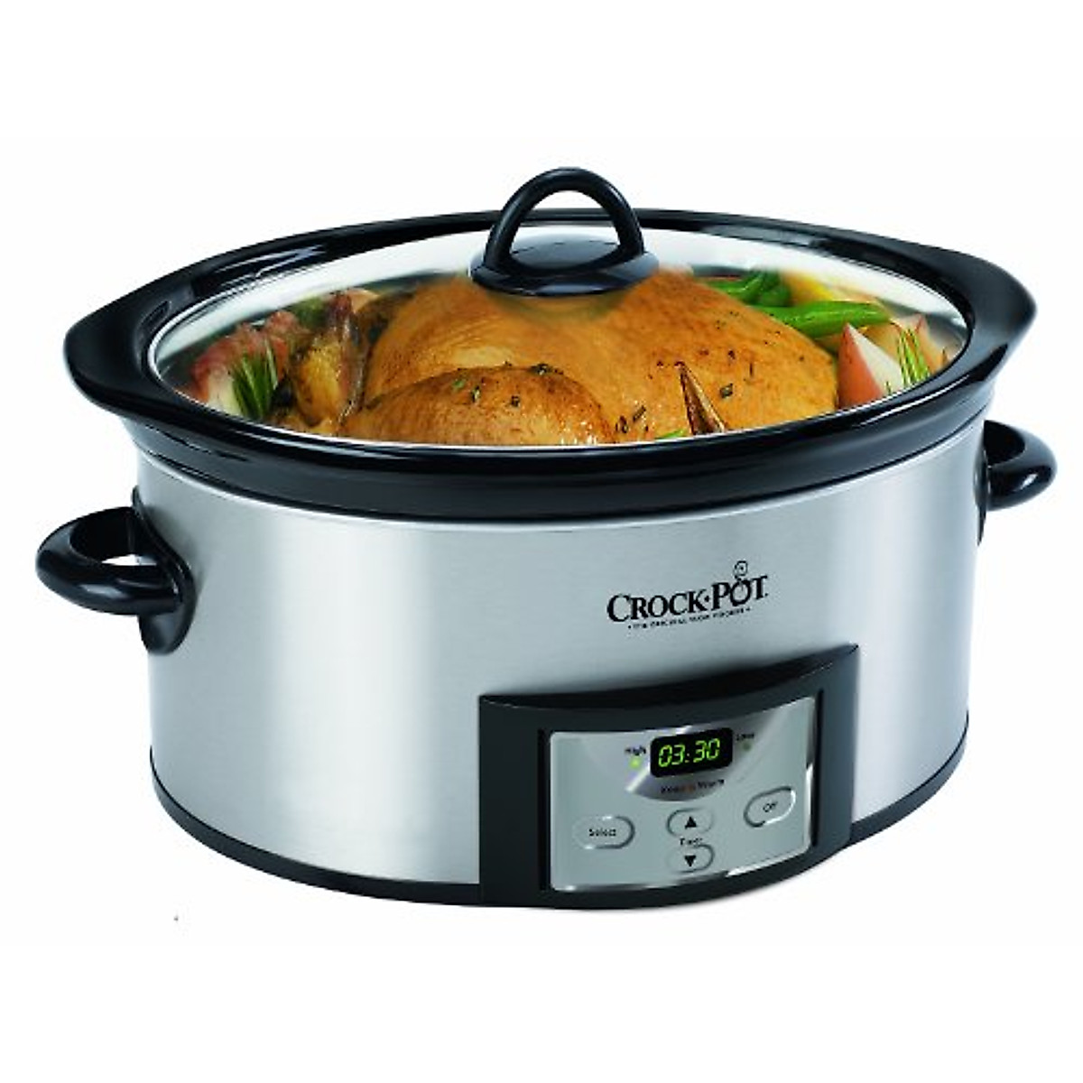Crock-Pot 6-Quart Countdown Programmable Oval Slow Cooker with Dipper, Stainless Steel, SCCPVC605-S