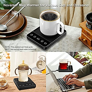Novamer Mug Warmer, 130°F-180°F Coffee Warmer for Desk with 6-Speed Temp Adjust, Smart Coffee Cup Warmer with Timing and Auto Shut Off, Electric Candle Warmer Plate for Milk, Tea, Cocoa, Water