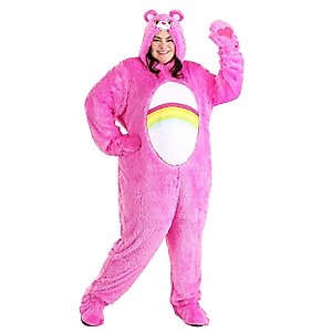 Fun Costumes Cheerful Care Bears Adult - Classic Costume, Fuzzy Halloween Jumpsuit - 3X-Large - Pink