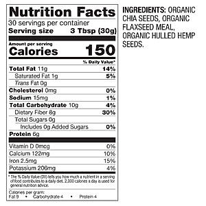 BetterBody Foods Superfood Organic Super Seeds - Chia Flax & Hemp Seeds, Blend of Organic Milled Flax Seed Organic Hemp Hearts, Add to Smoothies Shakes & More, 2lb, 32 oz